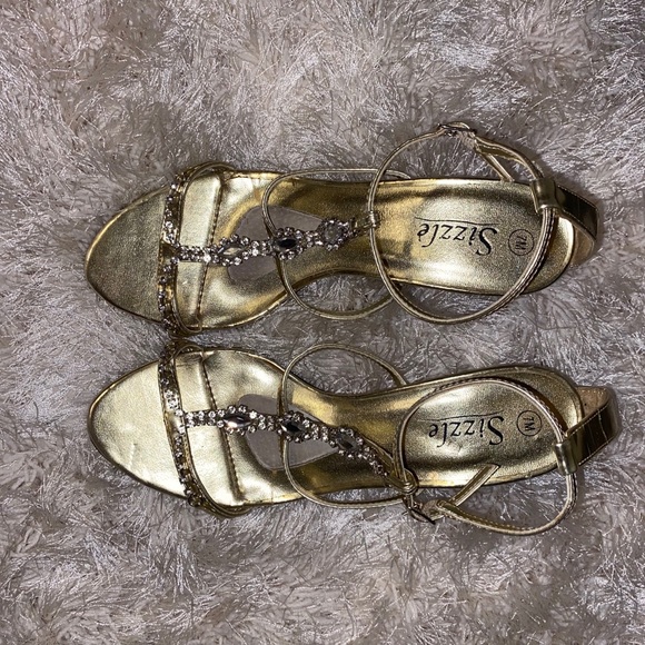 Sizzle | Shoes | Gold Rhinestones Heels | Poshmark